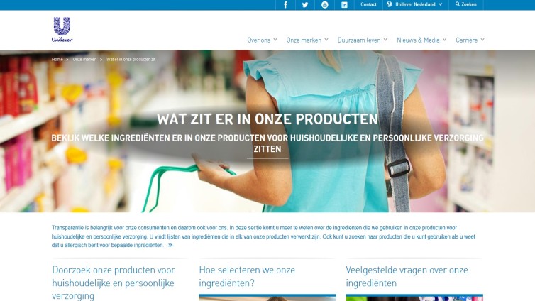 Unilever start met 'Wat zit er in onze producten'